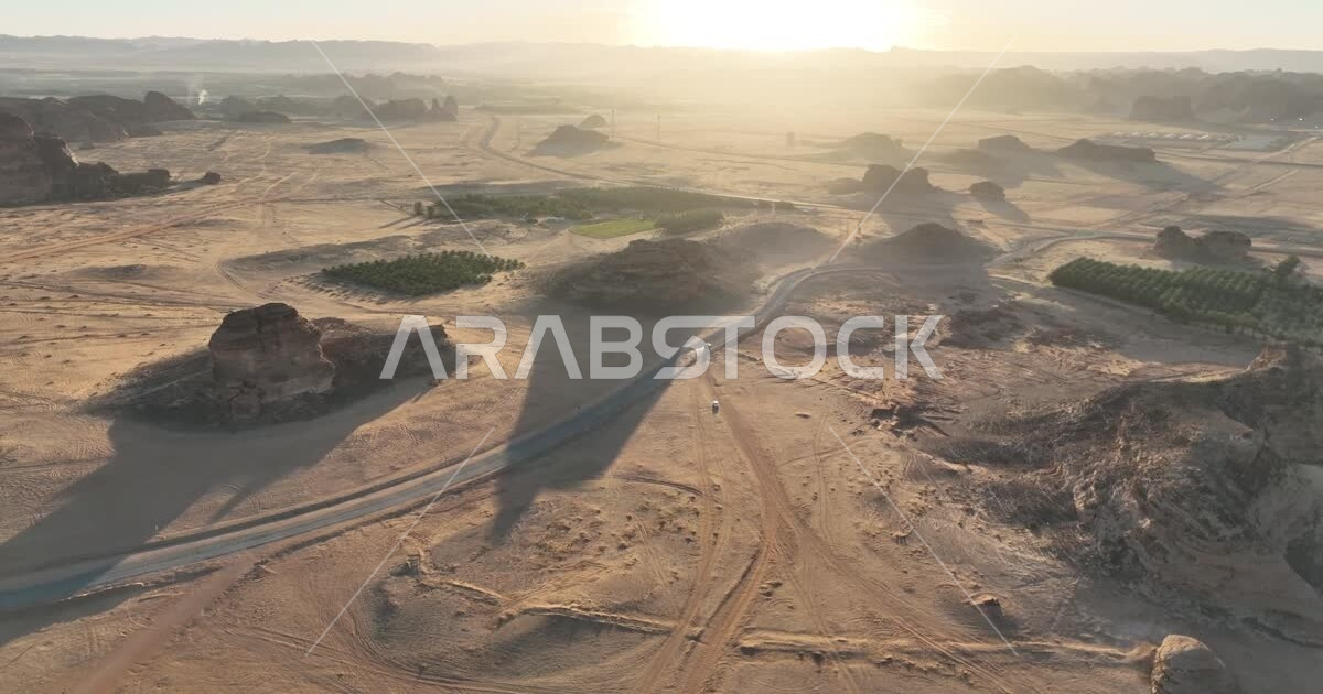 Aerial snapshot of Al-Ula, Saudi Arabia, mountain heights and natural ...