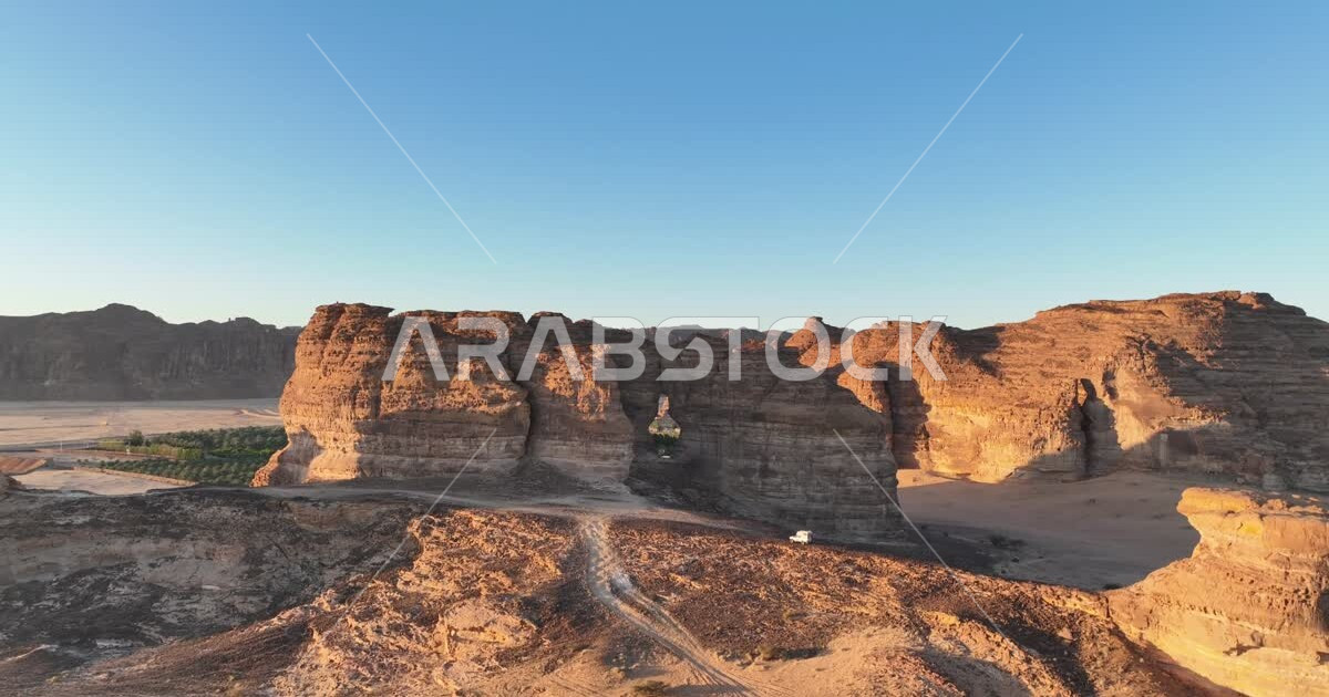 Aerial snapshot of Al-Ula, Saudi Arabia, mountain heights and natural ...