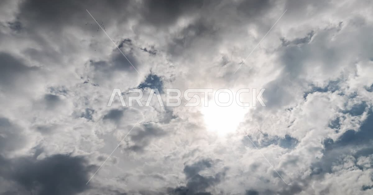 Time lapse of the movement of clouds in the sky, aerial view of white ...