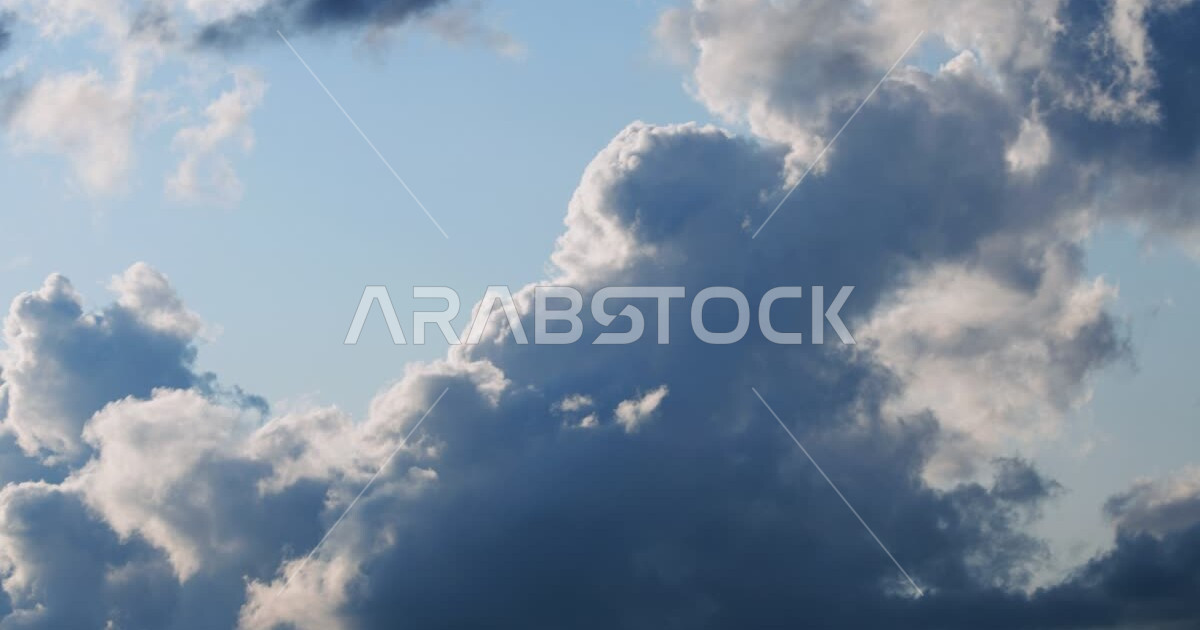 Time lapse of the movement of clouds in the sky, aerial view of white ...