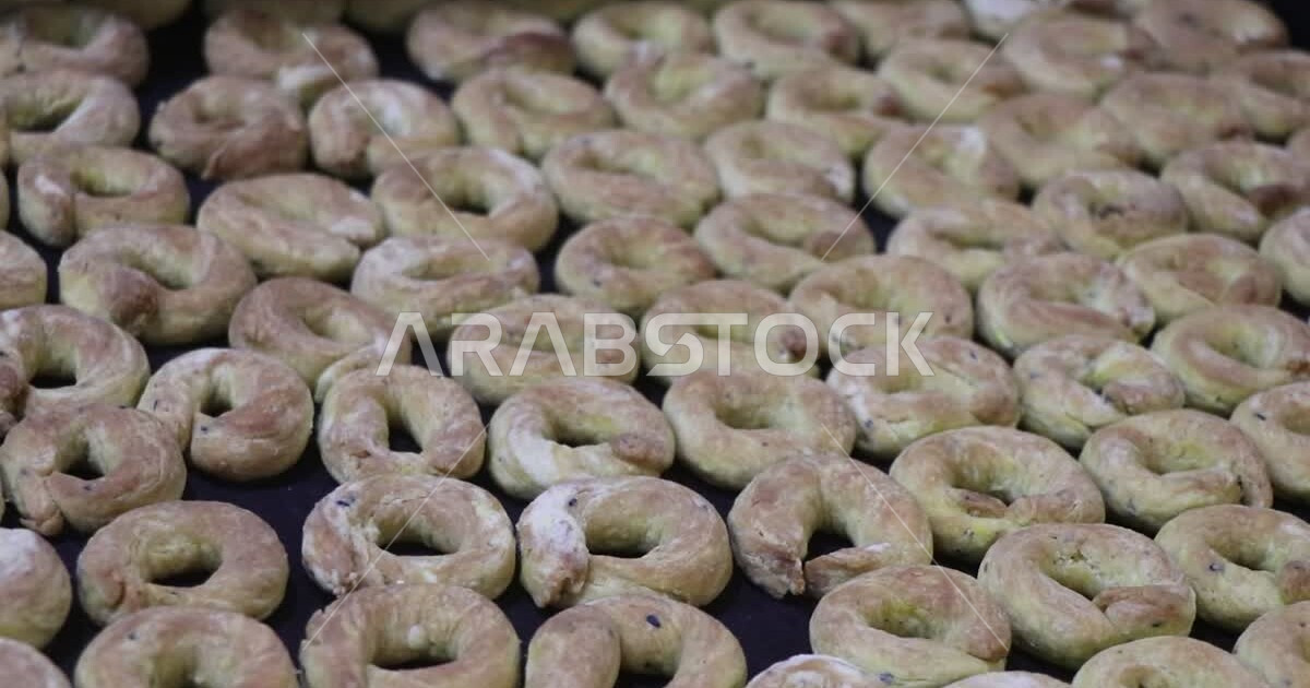 Close-up of Eid cakes, fresh Eid pastries, fragile popular sweets ...