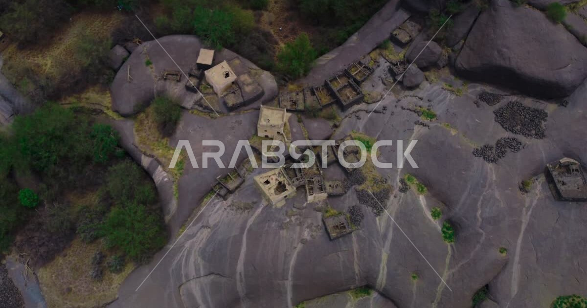 Aerial photography of the village of Ghayeh in the Al-Majardah ...