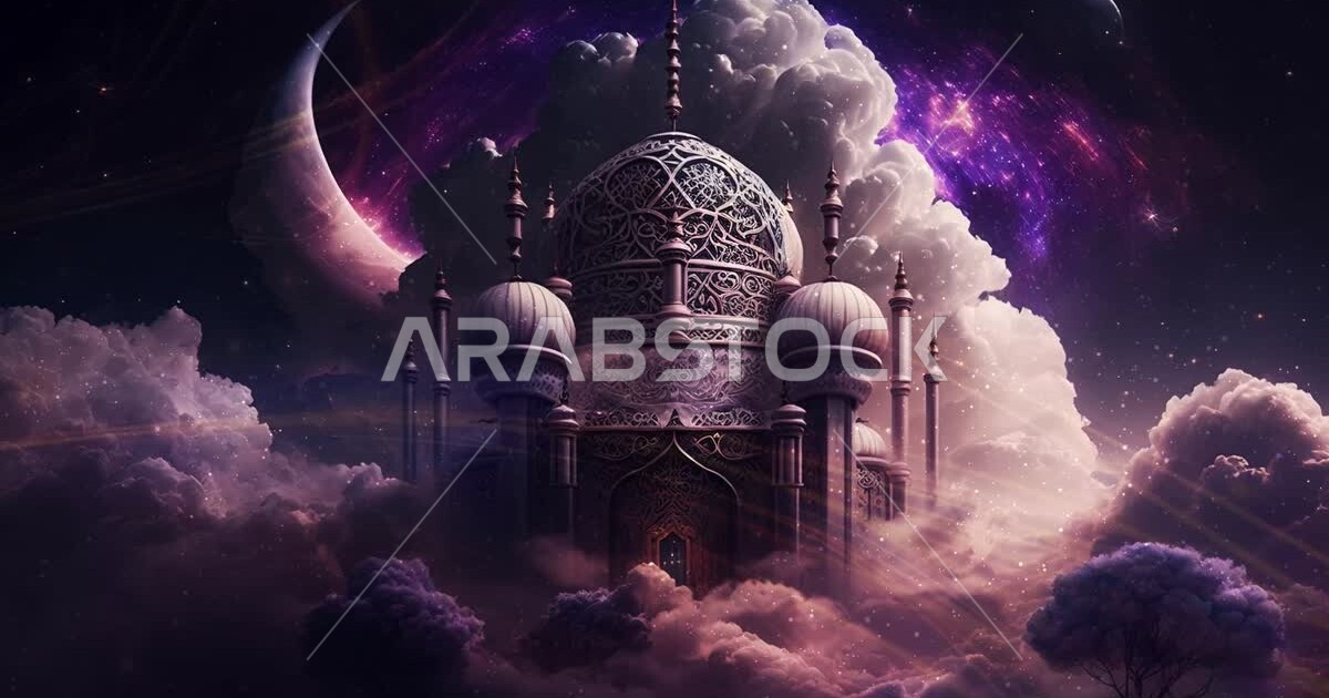 Islamic designs, Islamic decorations, 3D Islamic background, moonlight ...