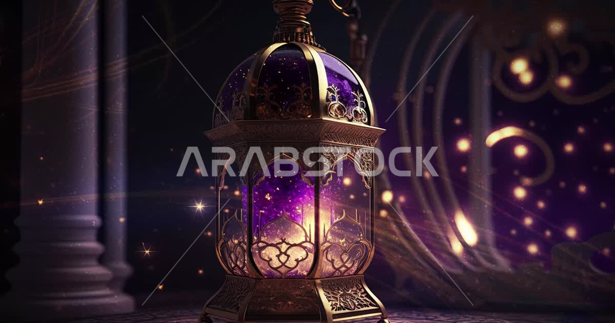 Decorations and lights, traditional Arabic metal lamp, Ramadan ...