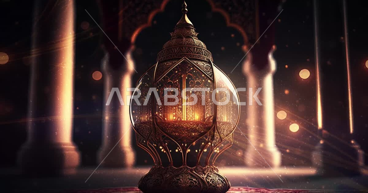 Islamic 3D Ramadan artifacts and decorations, traditional metal Arab ...