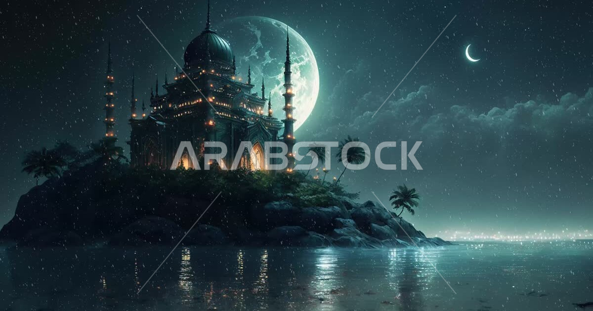 3D Islamic background, Islamic designs, 3D mosque, Islamic mosque with ...