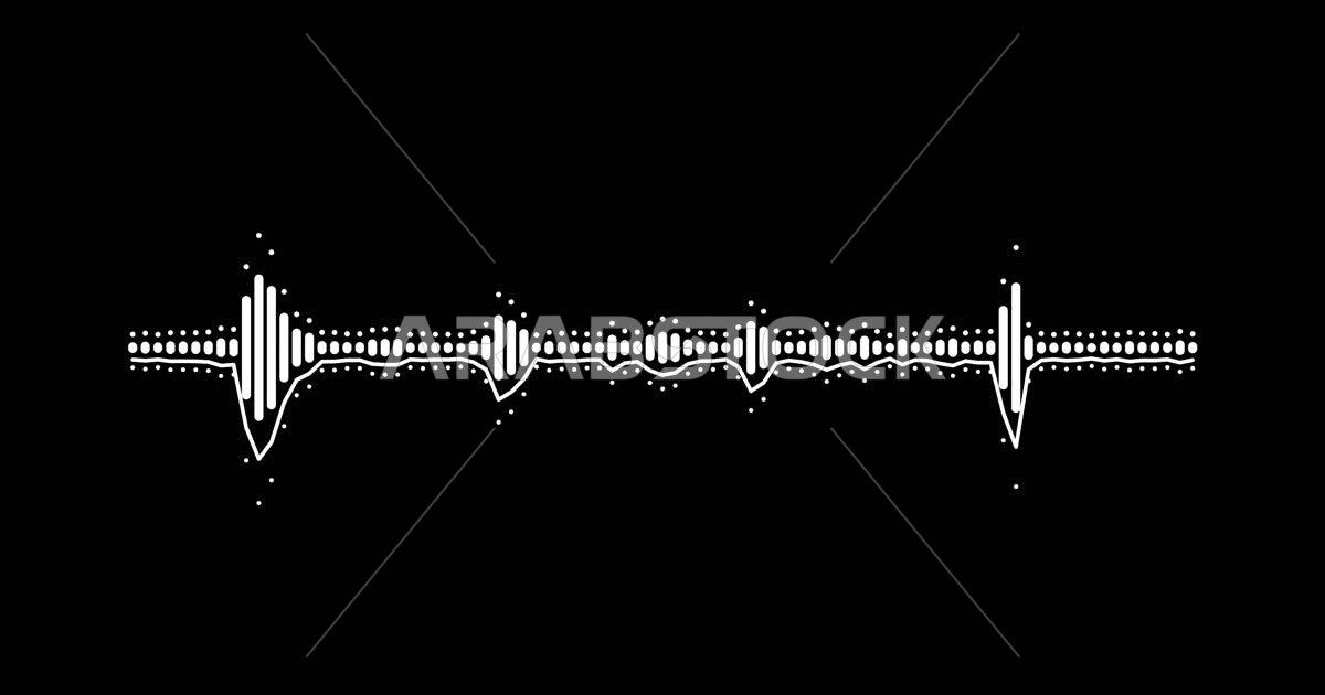 Video template of sound wave lines, movement of sound vibrations, sound ...