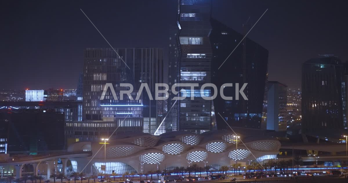 Night mode photography of King Abdullah Financial District (KAFD) in ...