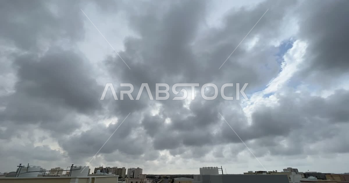 Cloud movement in the sky, white clouds in the sky, aerial view ...